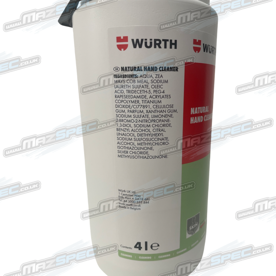 Wurth 4 Litre Heavy Duty Natural Hand Cleaner / Degreaser (Solvent, Si ...