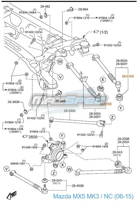Trailing Arm / Main Link Arm Rubber Boot / Ball Joint Cap - MX5 MK3 ...
