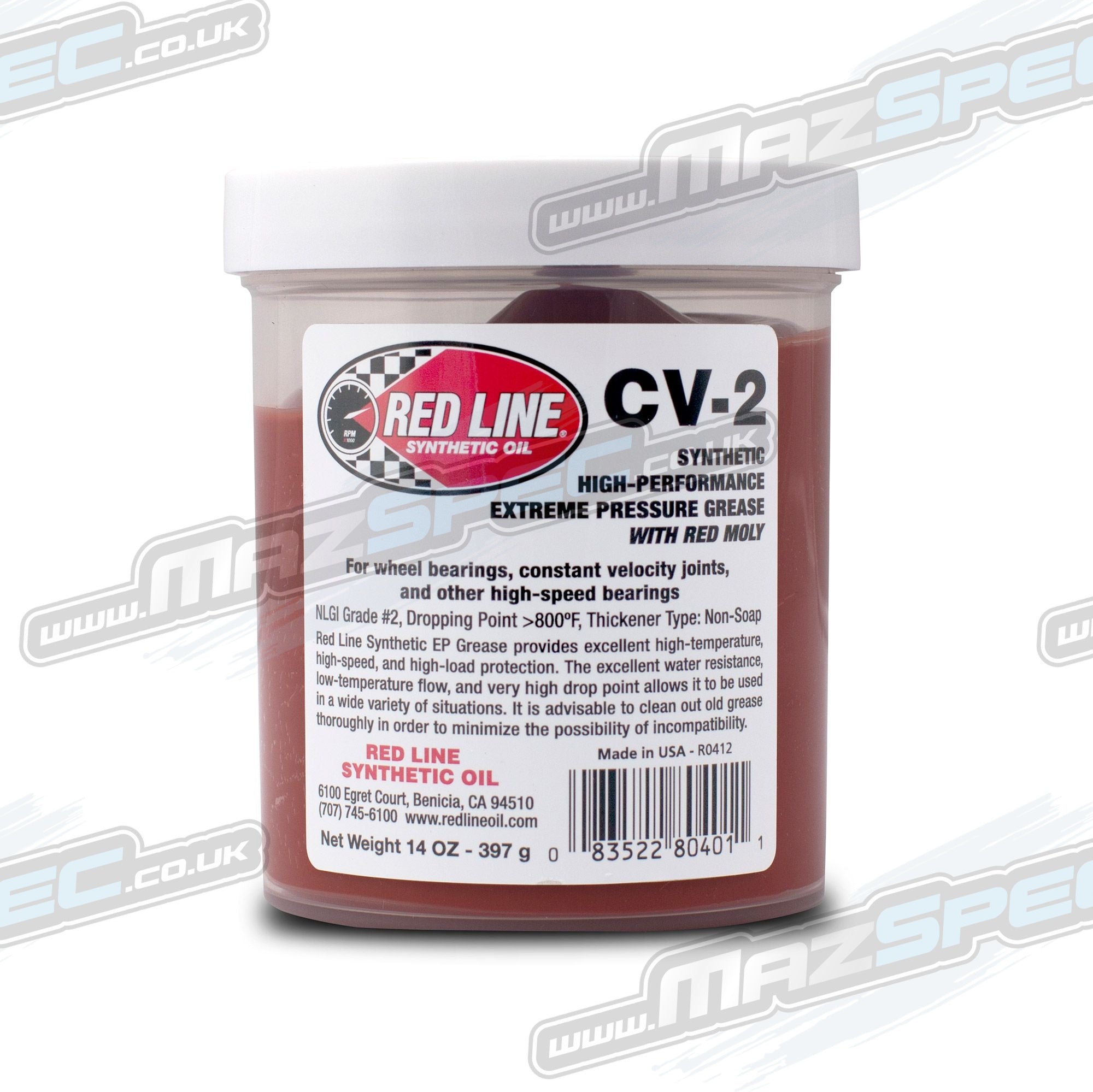 Red Line CV2 Grease With Moly • 414ml Tube | MazSpec